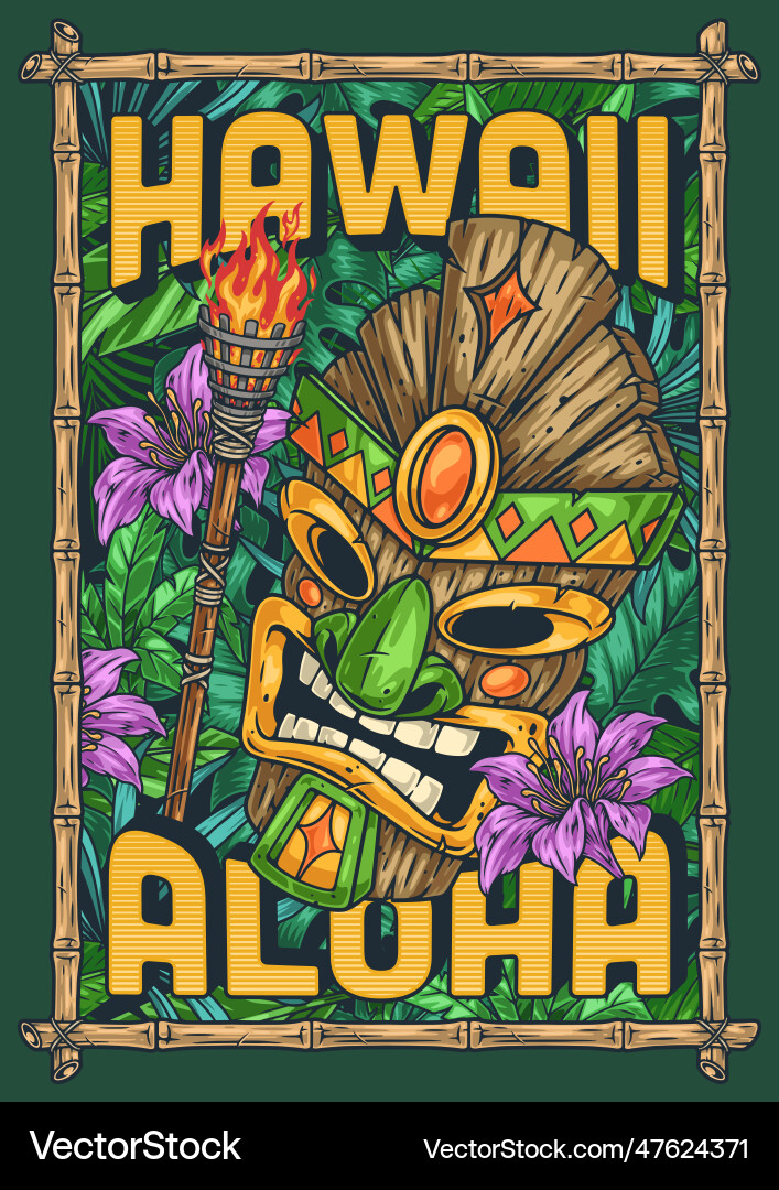 Aloha hawaii islands colorful sticker Royalty Free Vector