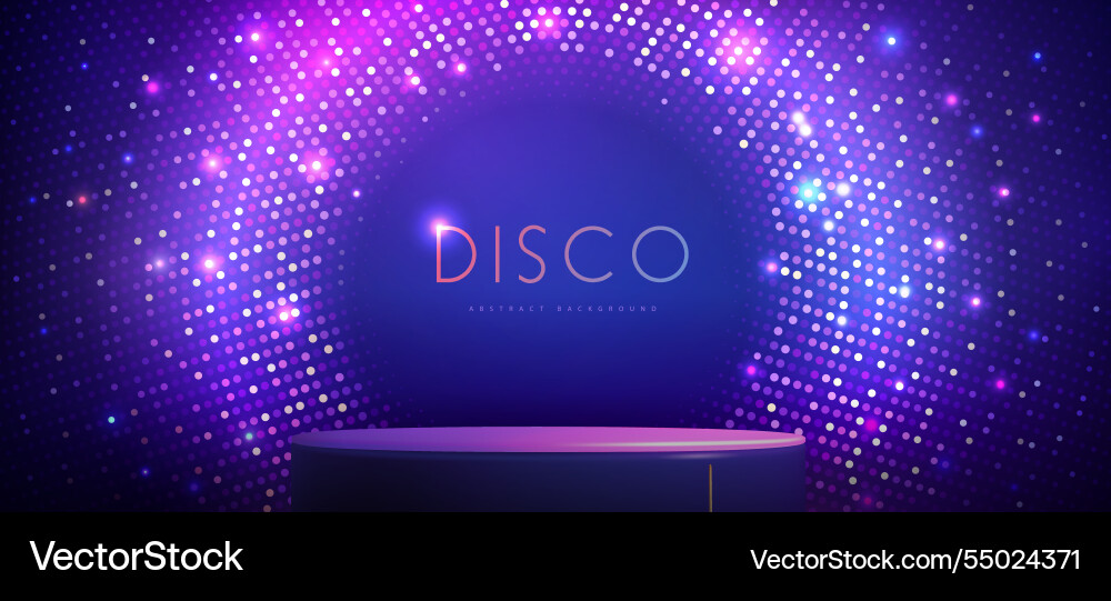 Disco party showcase background with 3d podium Vector Image