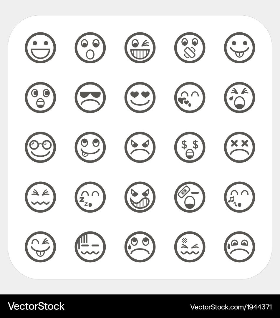 Emotion face icons set Royalty Free Vector Image
