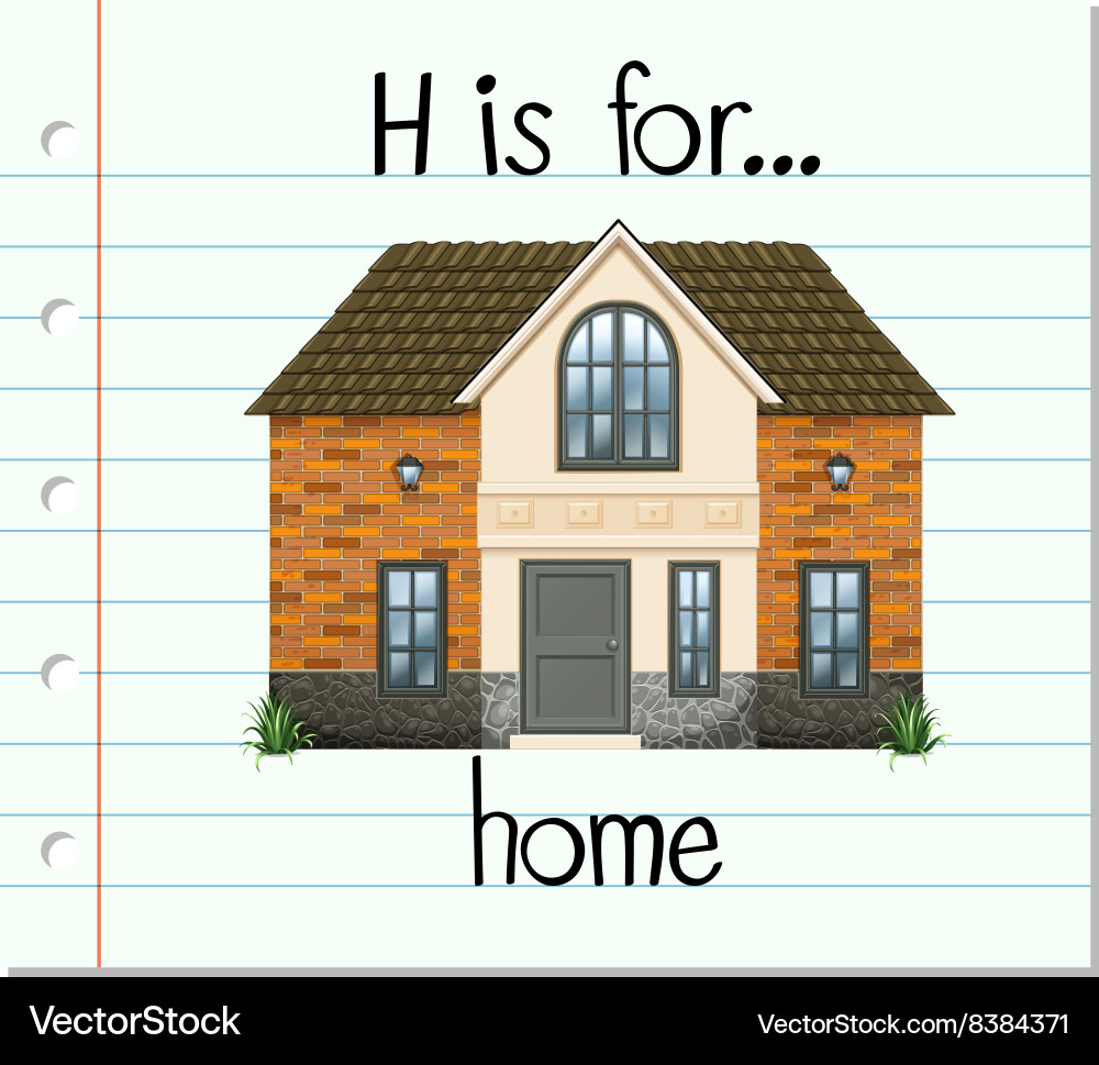 Flashcard Brief h ist für Haus Lizenzfreies Vektorbild