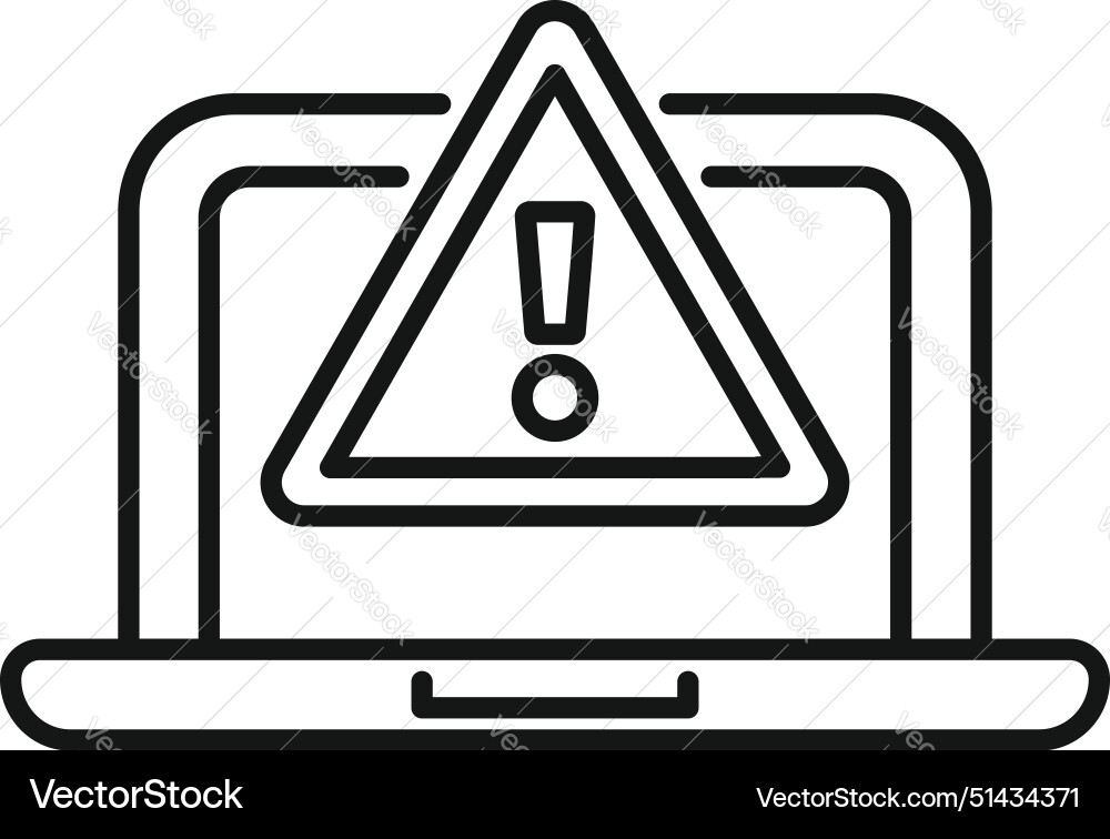 Laptop alert symbol line icon Royalty Free Vector Image