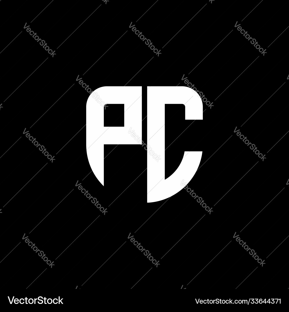 Pc logo monogram with circular shape shield Vector Image