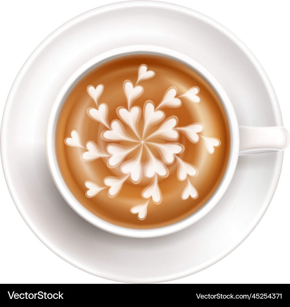Realistic cup latte art Royalty Free Vector Image