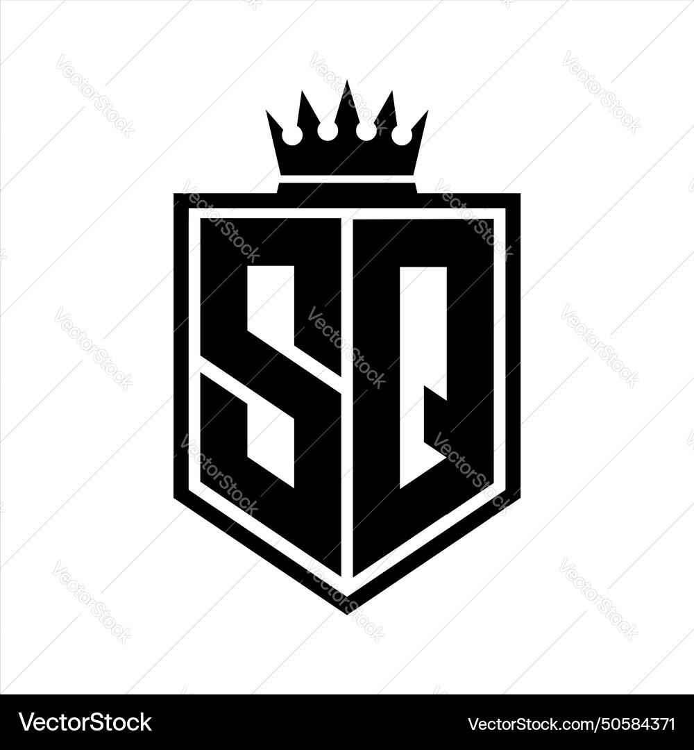Sq logo monogram bold shield geometric shape Vector Image