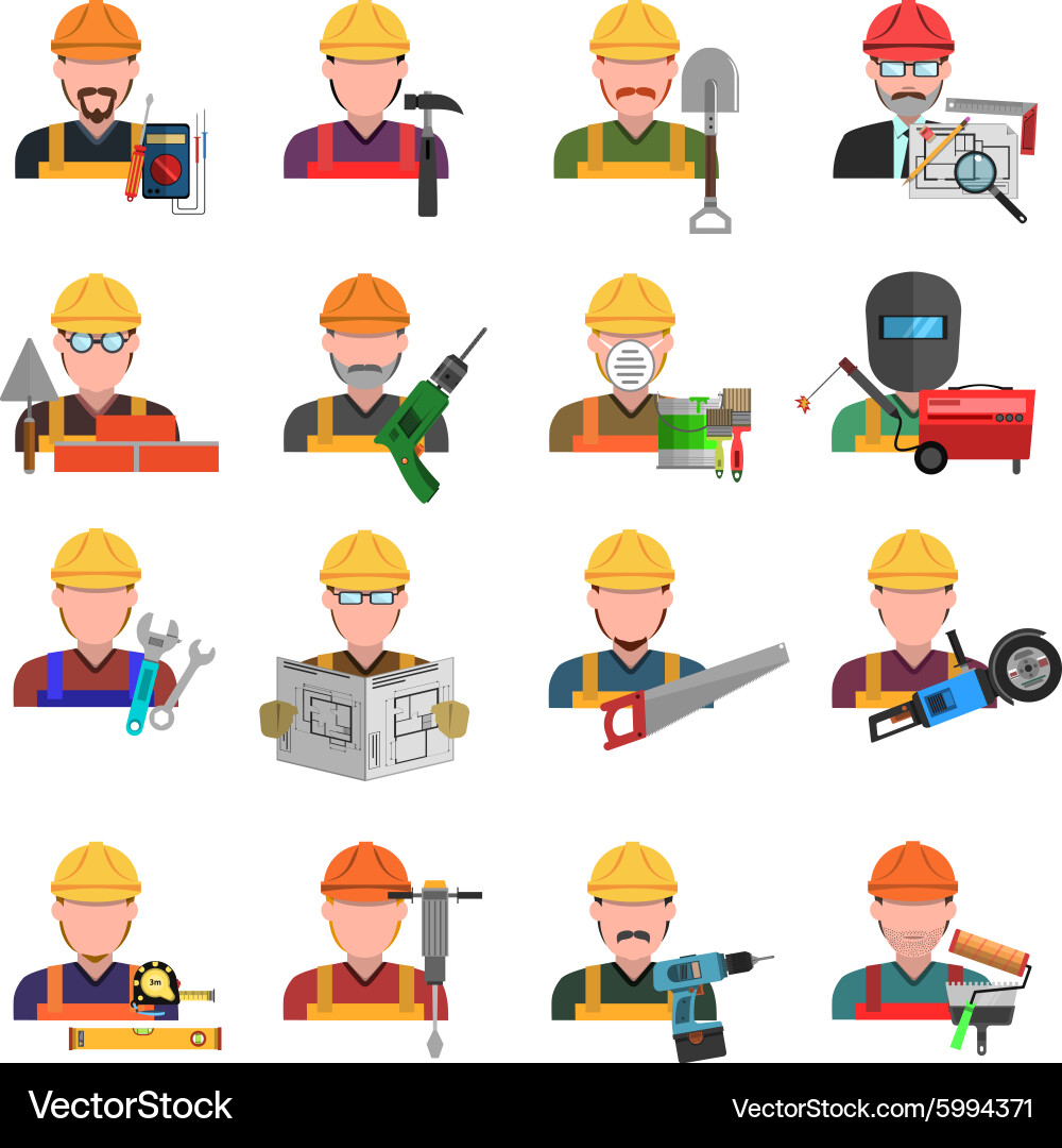 Worker icons set Royalty Free Vector Image - VectorStock