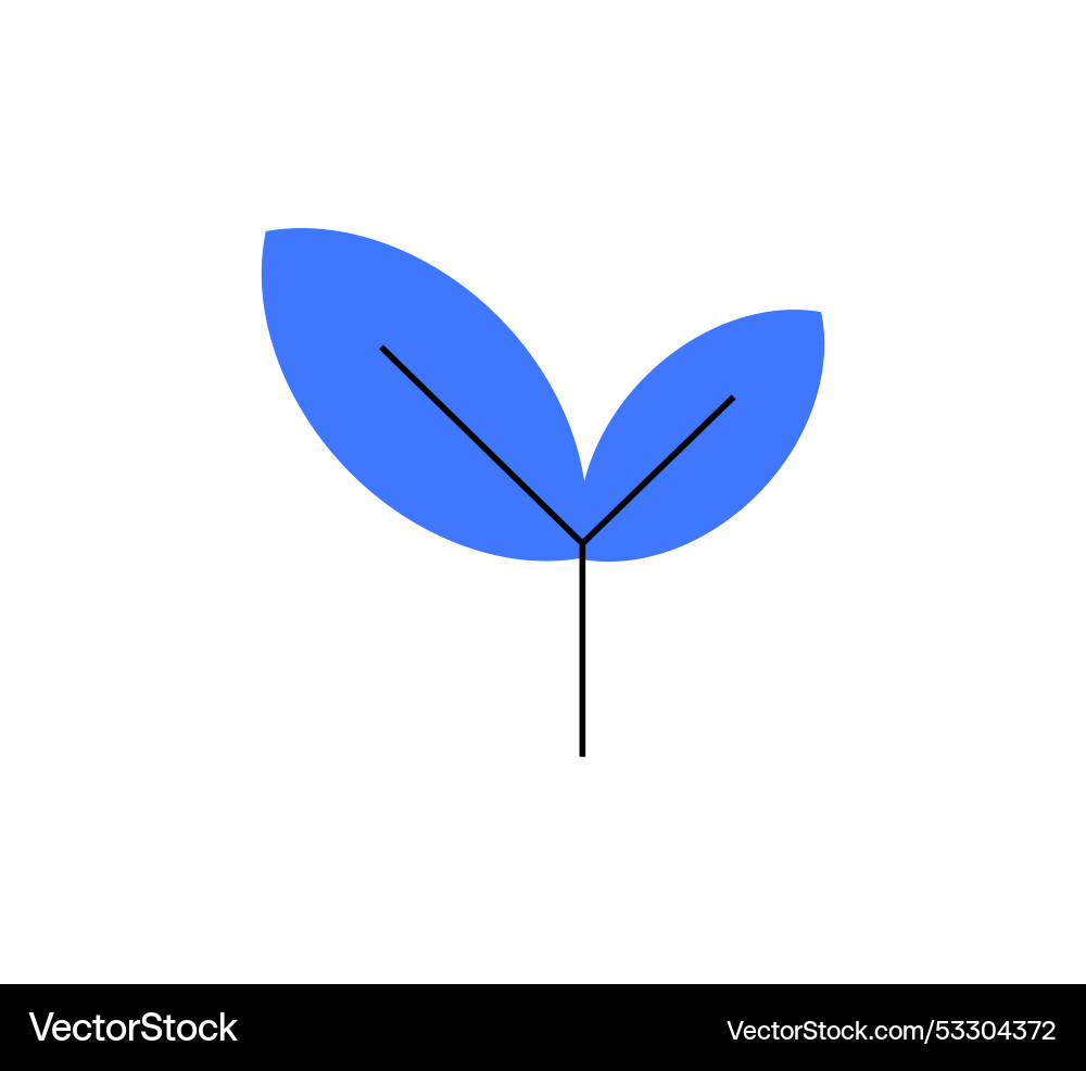 Blue leaf icon symbolizing growth sustainability Vector Image