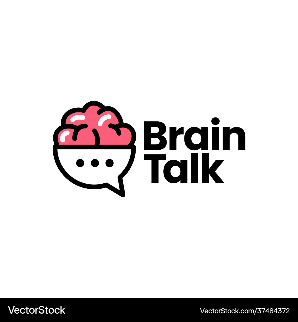 Brain Talk Chat Icon - Thinking Logo Royalty Free Vector