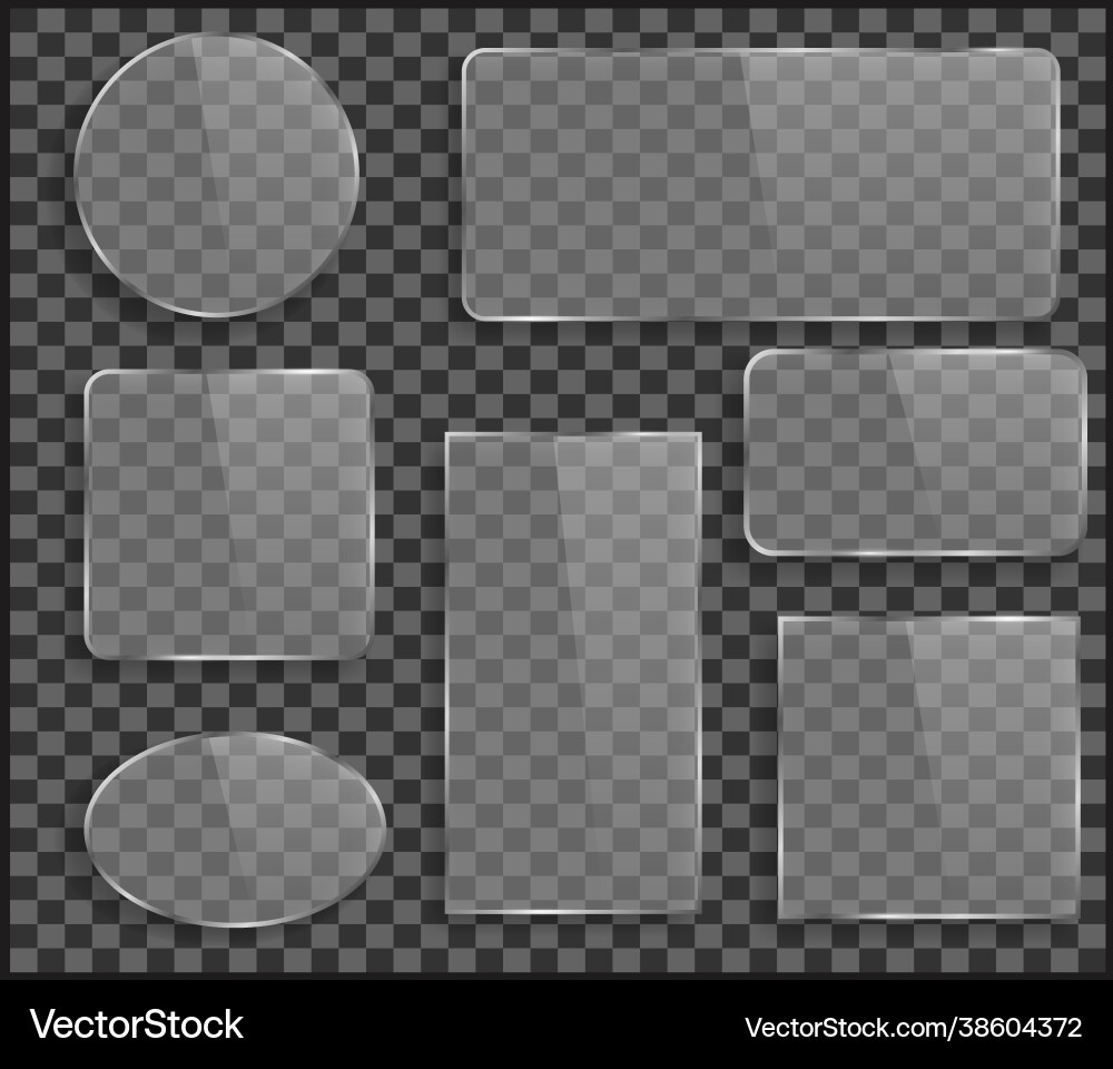 Glass plates set transparent elements plastic Vector Image