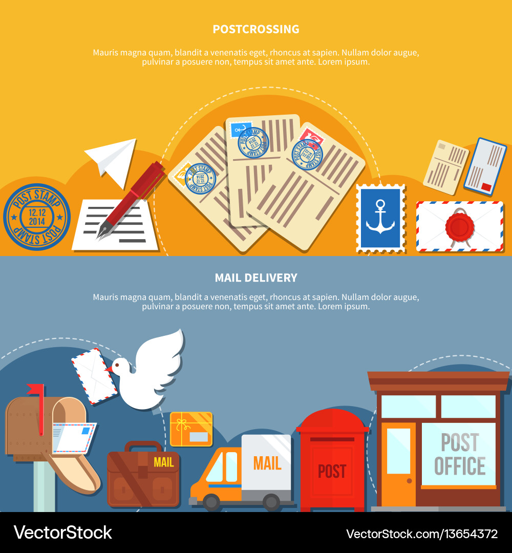 Postal services banners Royalty Free Vector Image