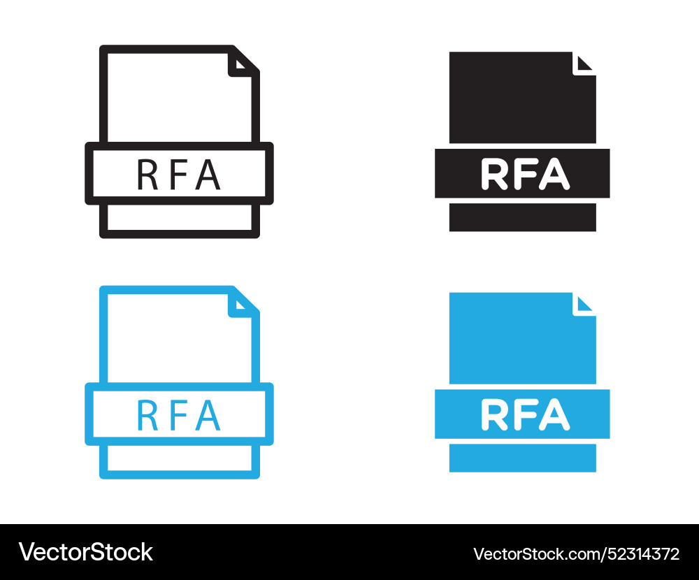Rfa file icon black and white outline sign Vector Image