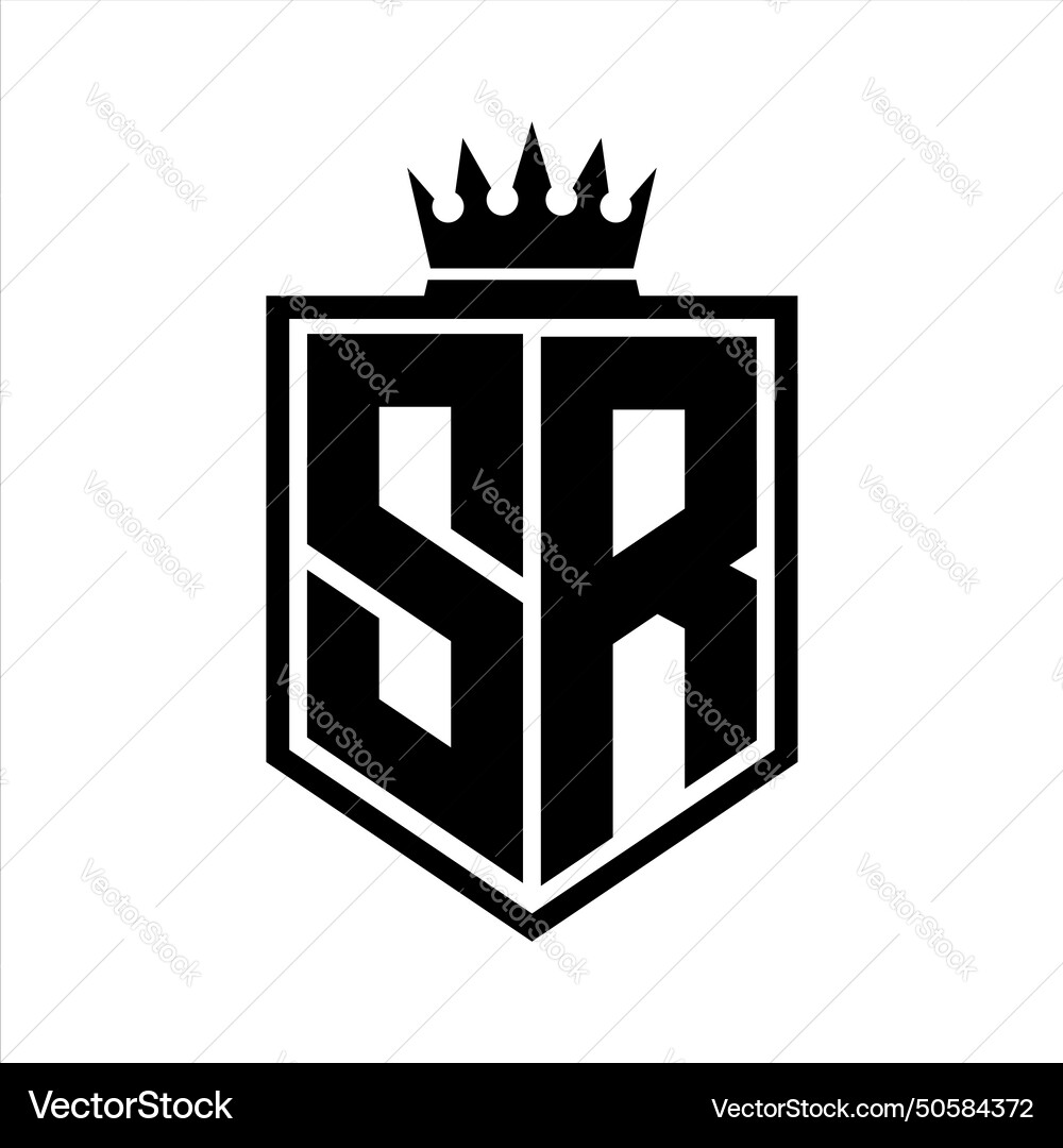 Sr logo monogram bold shield geometric shape Vector Image