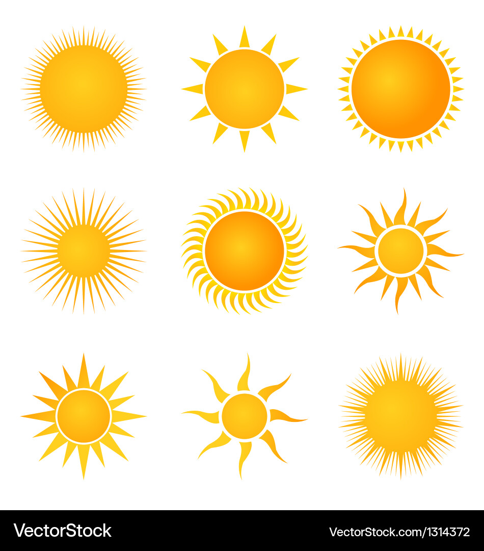 Sun set icons Royalty Free Vector Image - VectorStock
