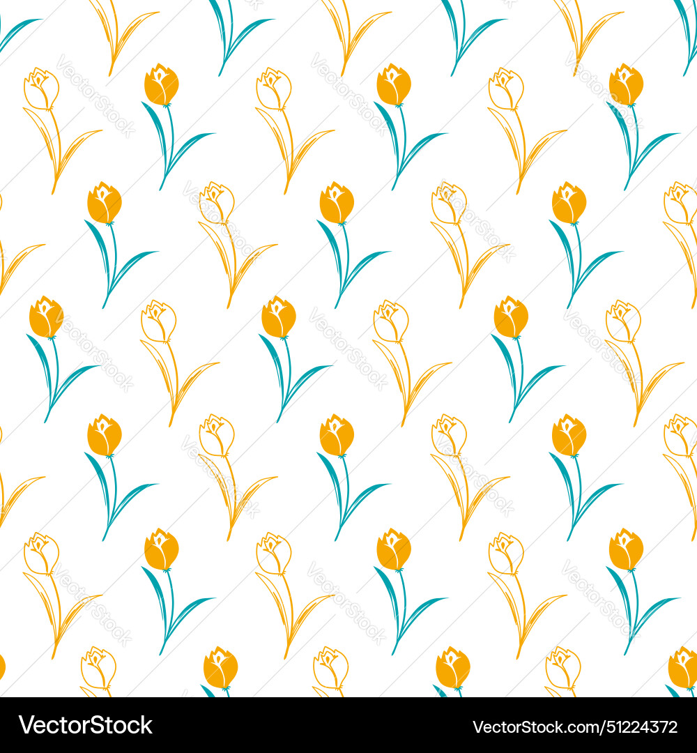 Sunny yellow tulip flower bloom pattern Royalty Free Vector