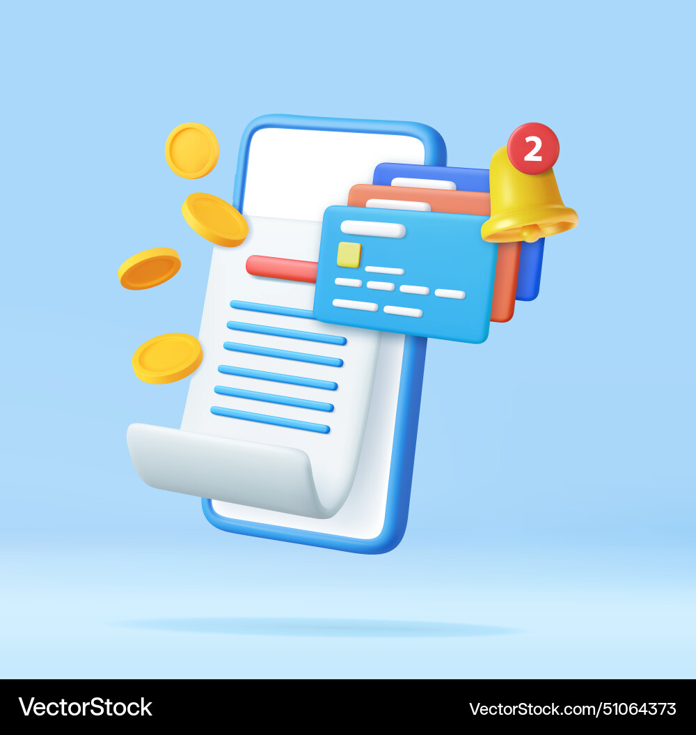 3d bill payment with credit card Royalty Free Vector Image