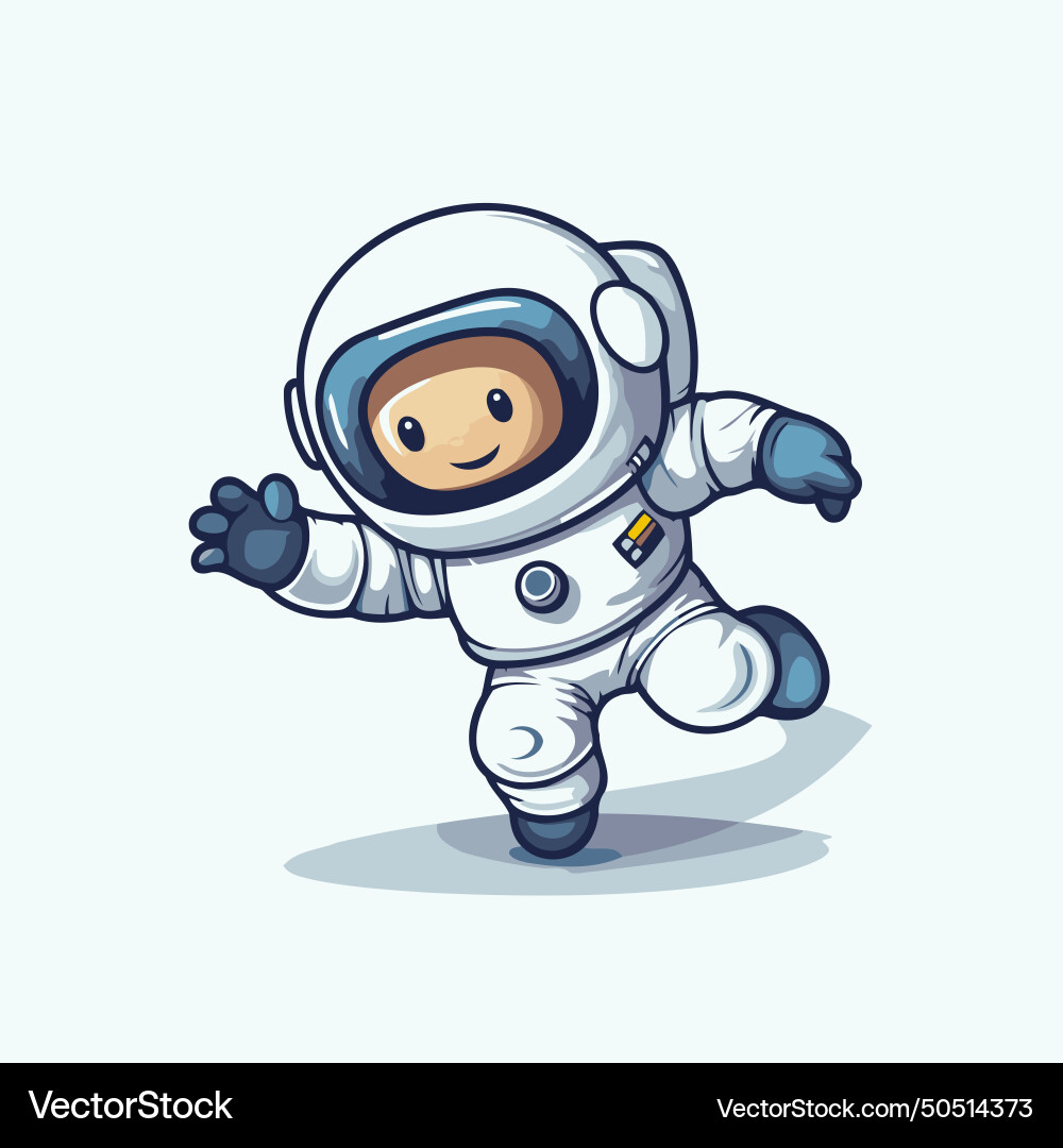 Astronaut running cartoon cute Royalty Free Vector Image