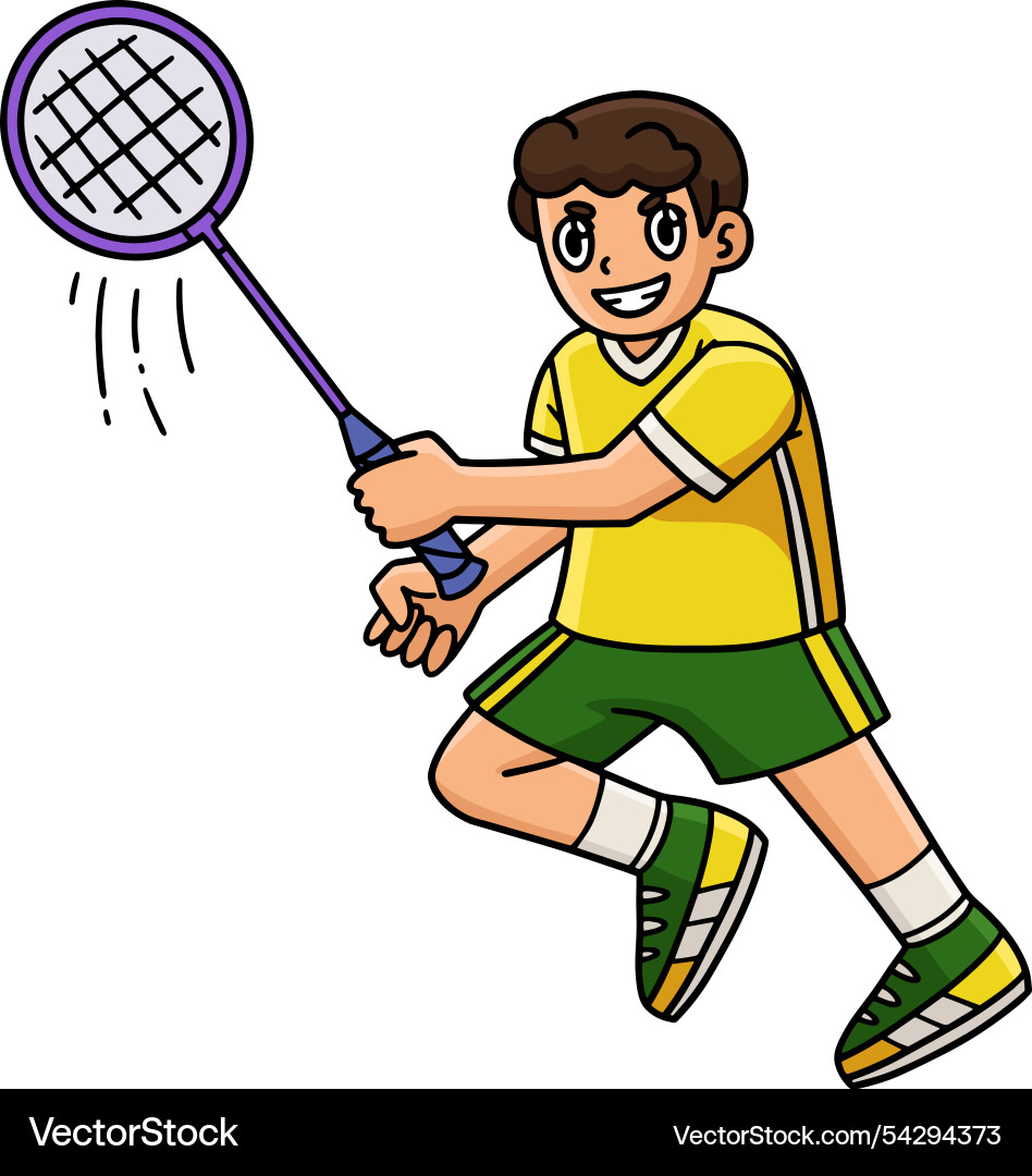Badminton player swinging racket cartoon clipart – Royalty-Free Vector ...