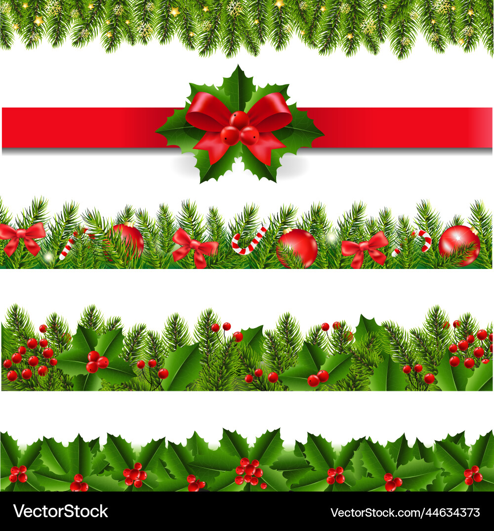 Christmas border big set white background Vector Image