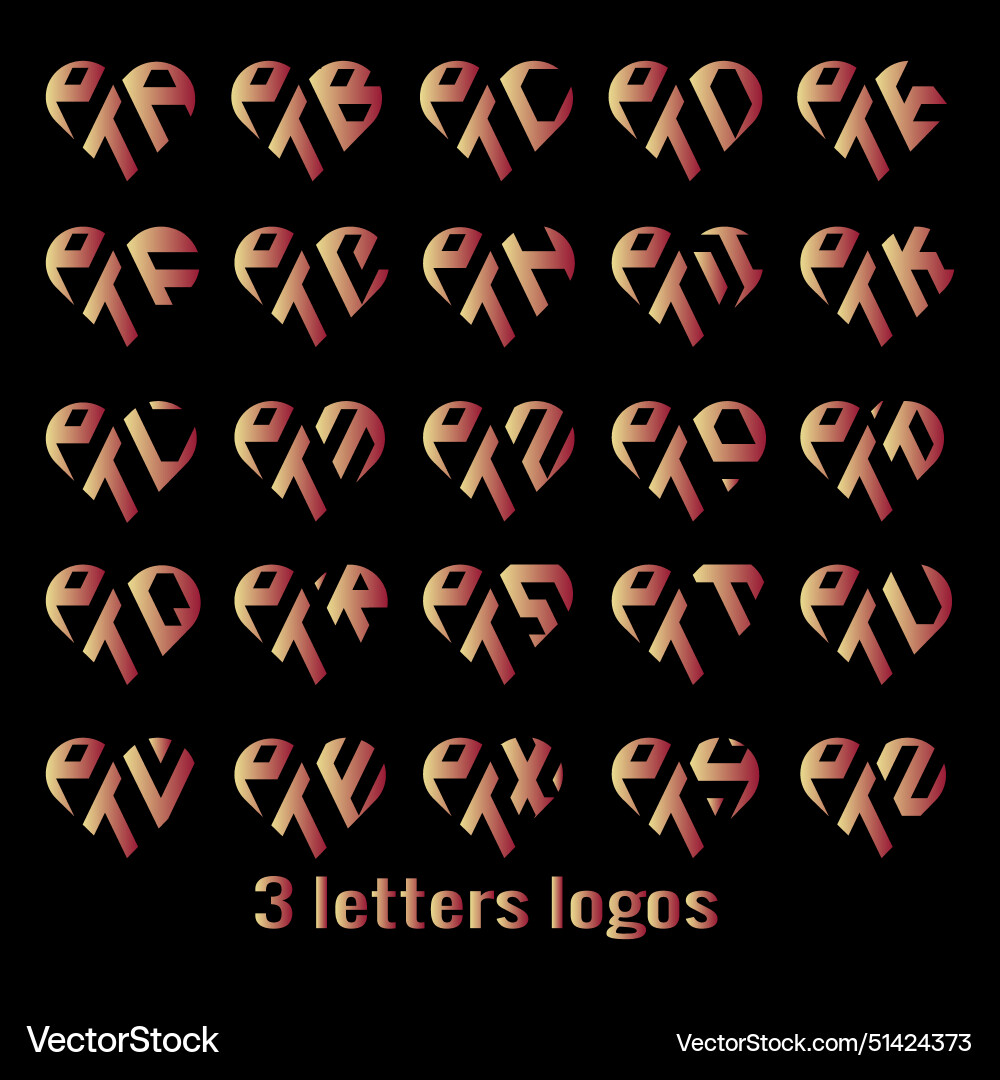 Creative love 3 letters logo design Royalty Free Vector