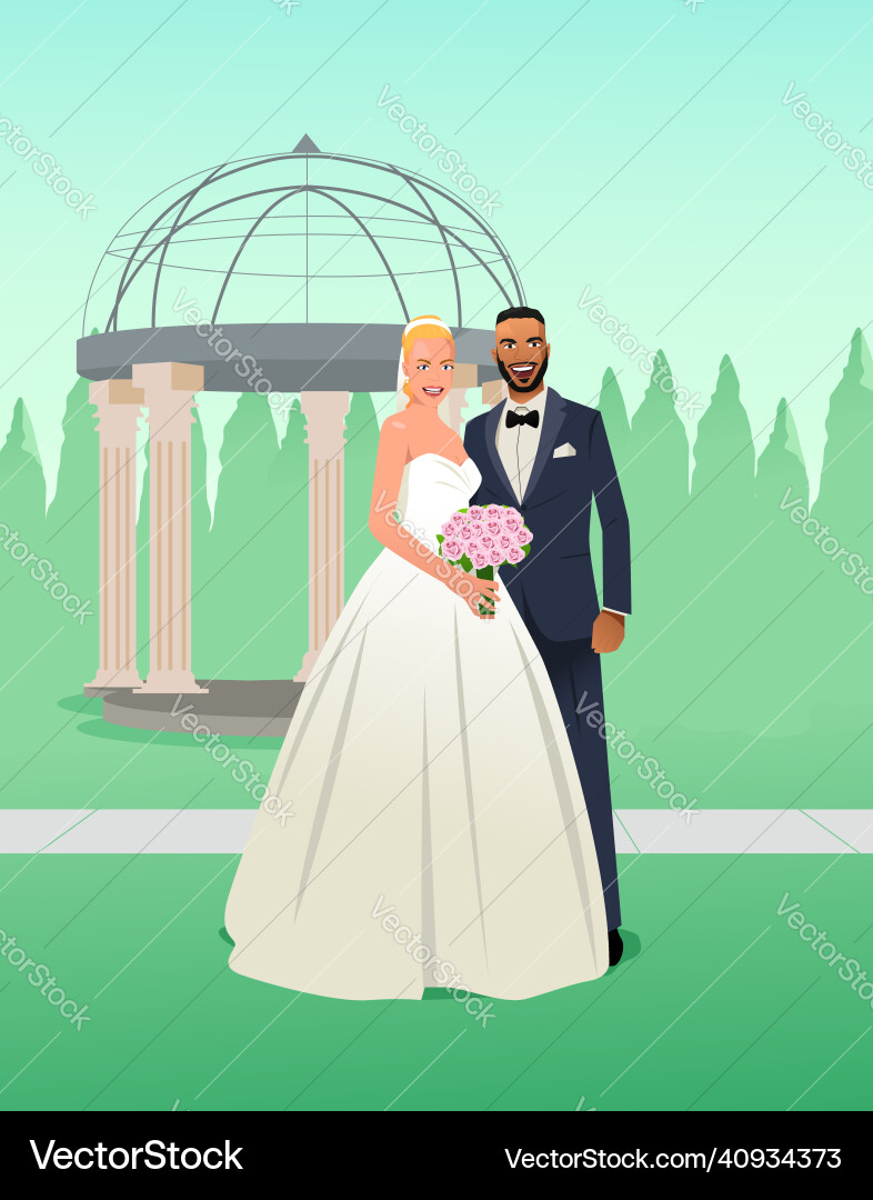 Happy wedding couple Royalty Free Vector Image