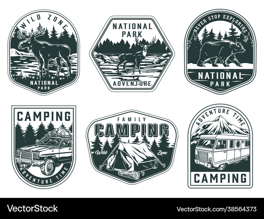 National park and camping labels Royalty Free Vector Image