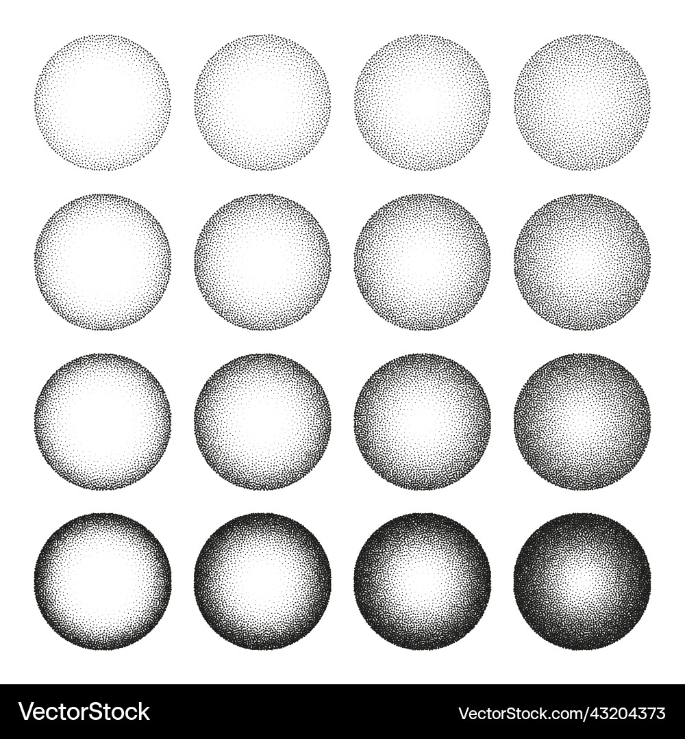 Round shaped dotted objects stipple elements Vector Image