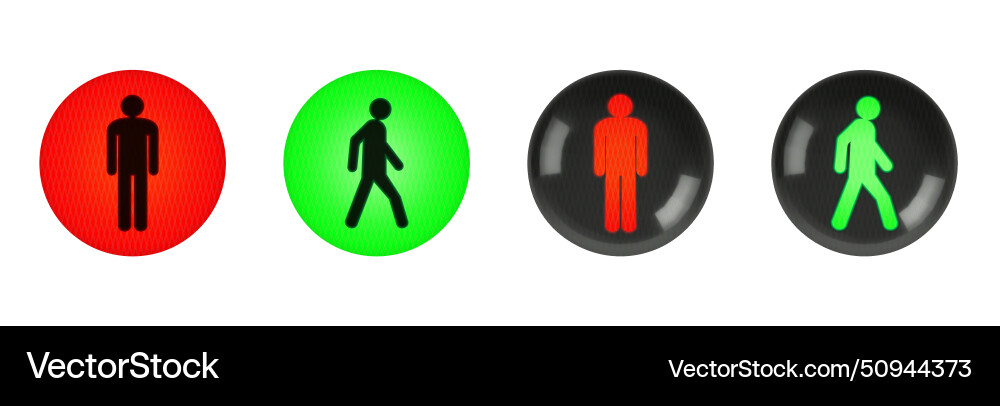 Traffic light with red and green man signals Vector Image