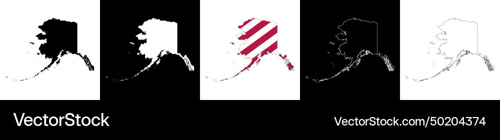 Alaska outline map set Royalty Free Vector Image