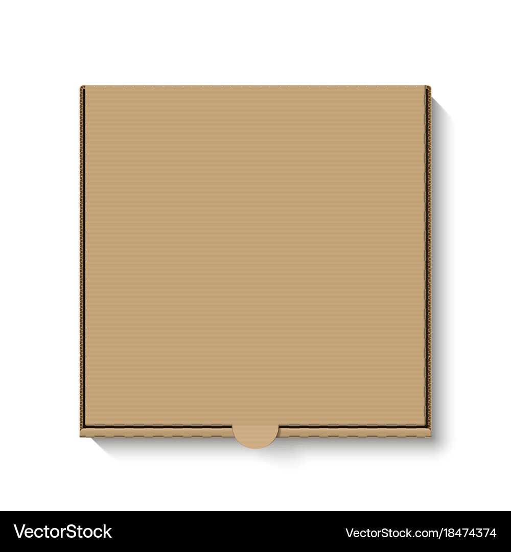 Brown cardboard pizza box top view Royalty Free Vector Image