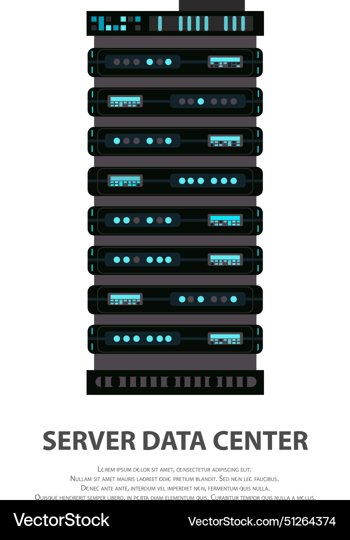 Cartoon server data center icon in flat style Vector Image