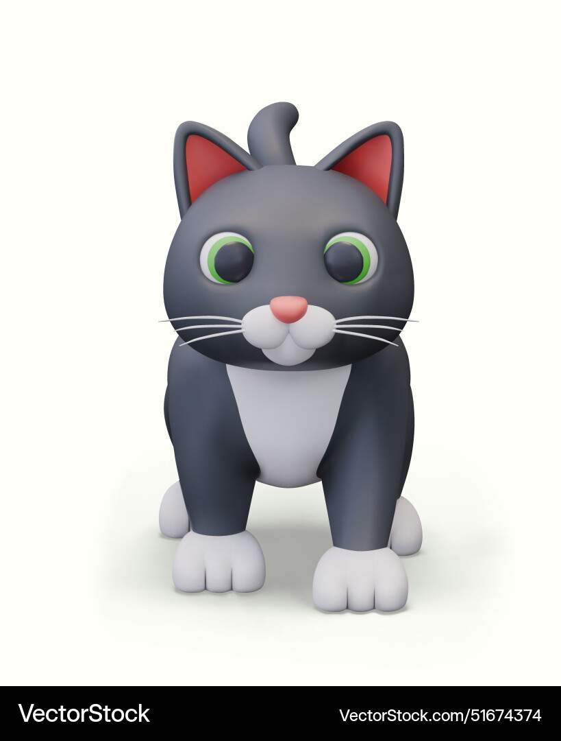Cat in 3d style friendly character Royalty Free Vector Image