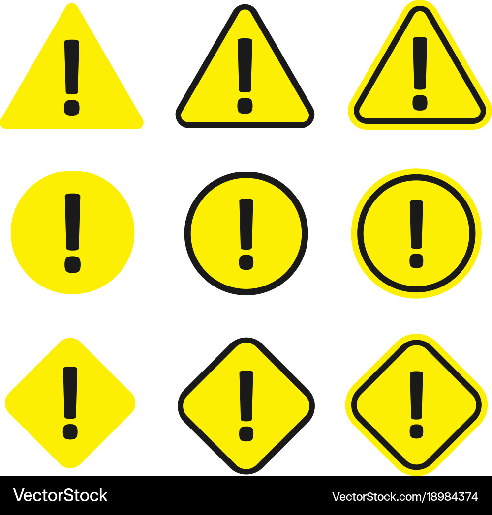 Caution icon set Royalty Free Vector Image - VectorStock