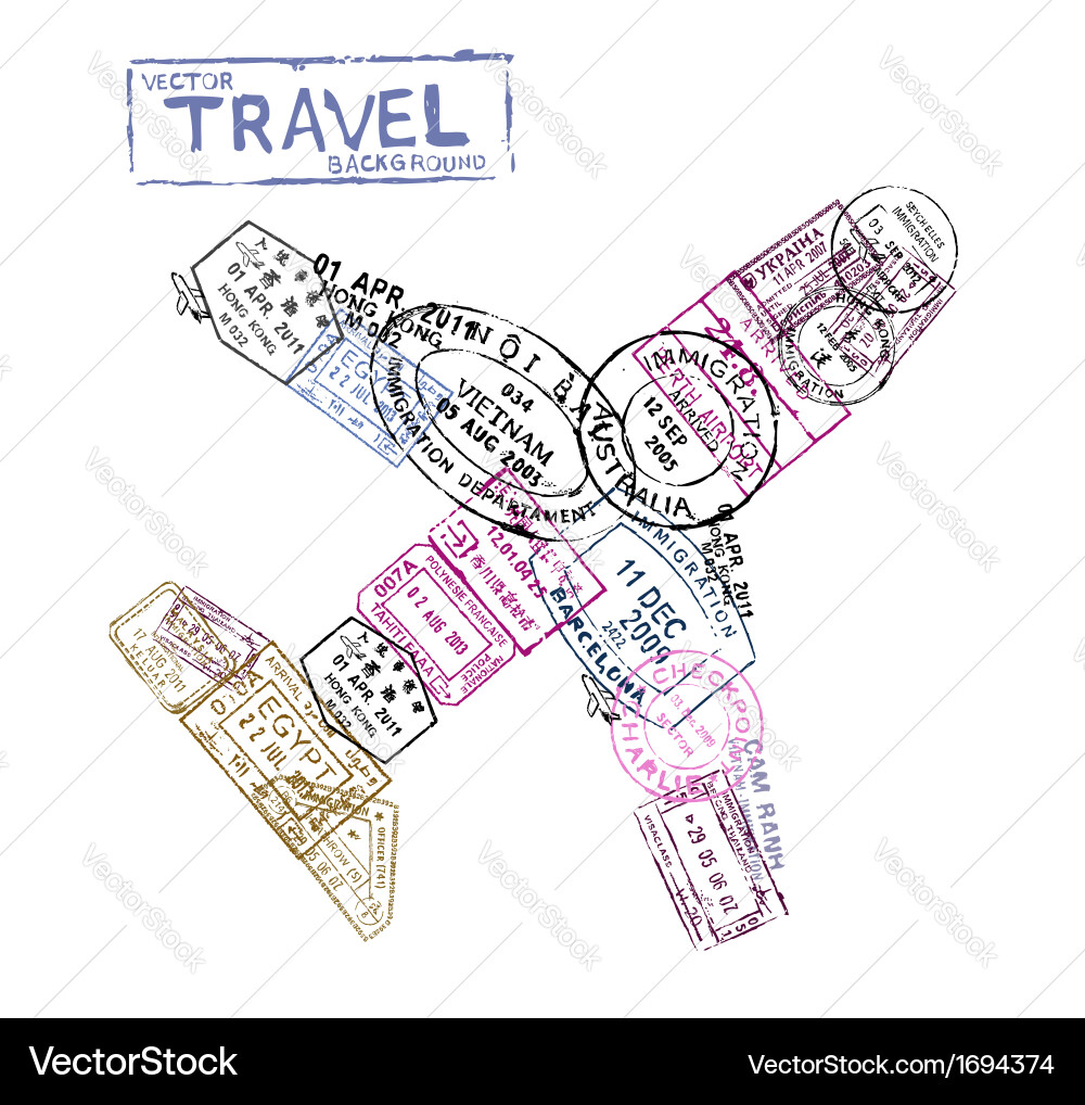 Colorful Passport Stamps Royalty Free Vector Image