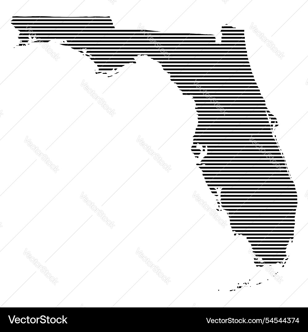 Florida state map with lined pattern Royalty Free Vector