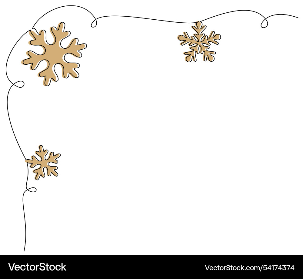 Gold snowflake border line art for elegant Vector Image