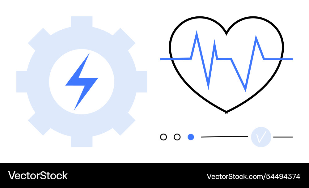 Heartbeat line inside heart icon with gear Vector Image