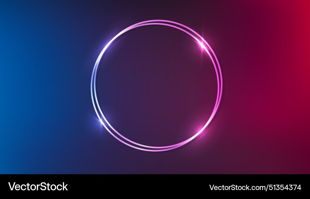 Neon double round frame Royalty Free Vector Image