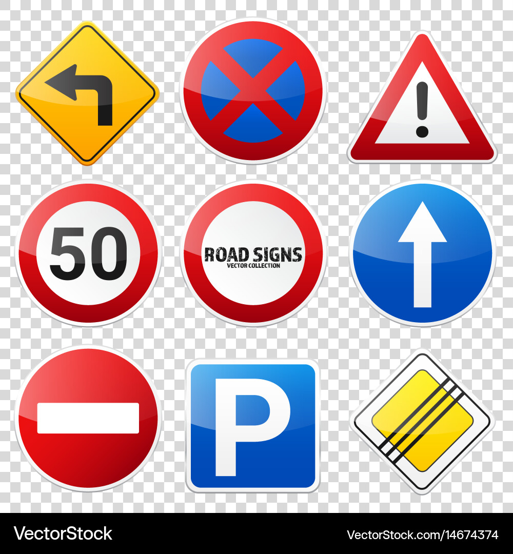 Road Traffic Sign Collection Royalty Free Vector Image