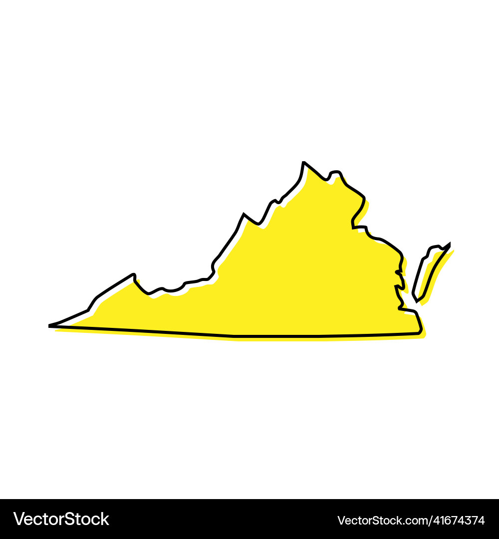 Virginia State Outline Map Royalty Free Vector Image