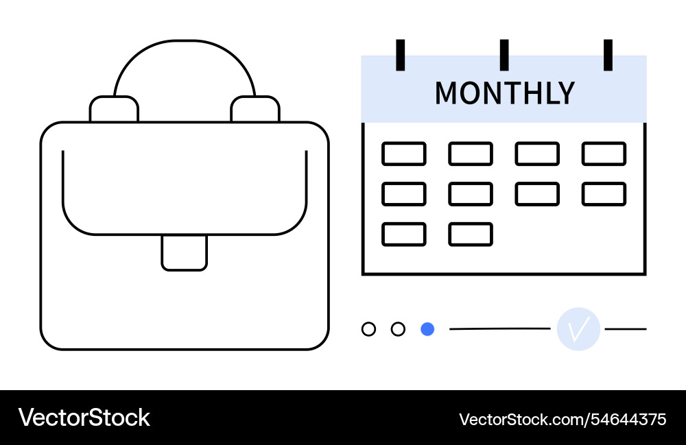Business briefcase and monthly calendar Royalty Free Vector