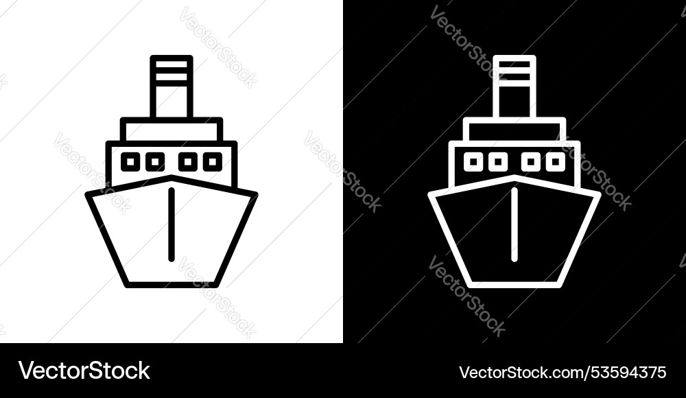 Cargo ship thin line icon set Royalty Free Vector Image