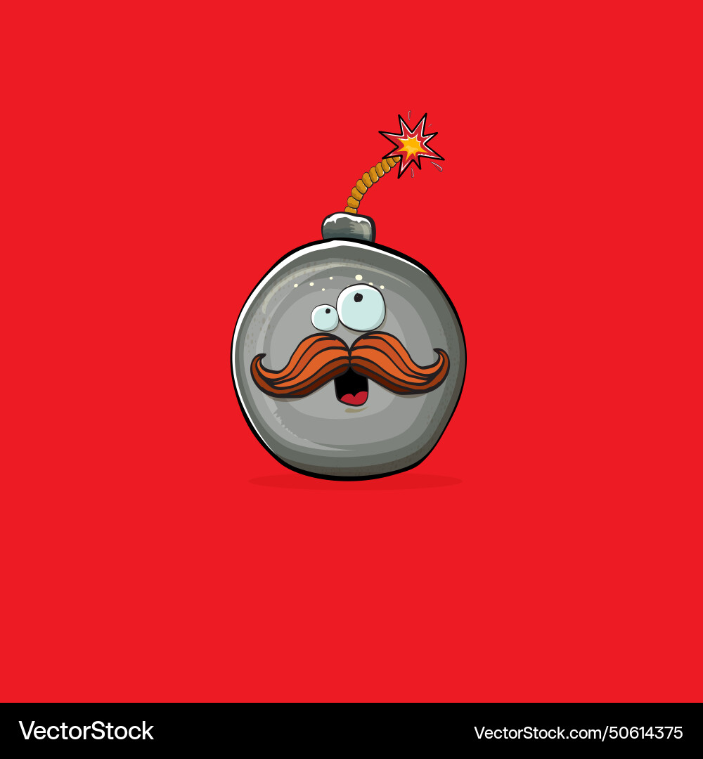 Cartoon burning bomb characters isolated on red Vector Image