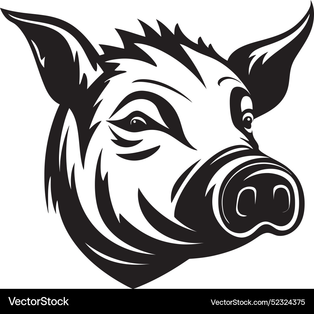 Darkened details black pig artworkstylish strokes Vector Image