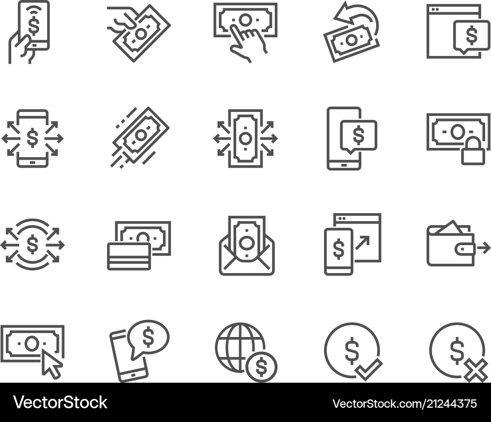 Line payment icons Royalty Free Vector Image - VectorStock