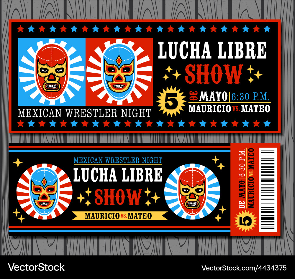 Lucha Libre Tickets - Mexican Wrestling Set Vector Image
