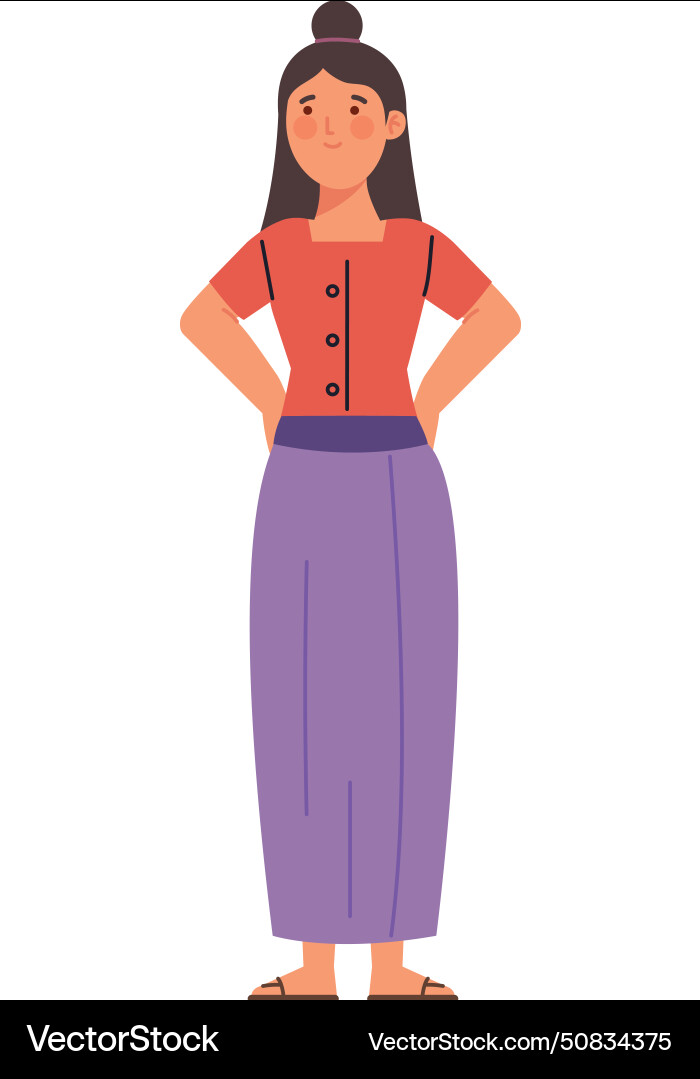 Myanmar female character Royalty Free Vector Image