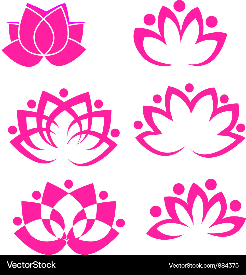 Set of lotus flowers Royalty Free Vector Image
