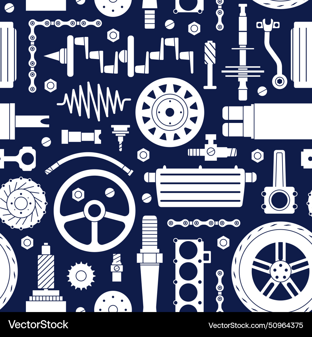Spare parts seamless pattern auto service and Vector Image