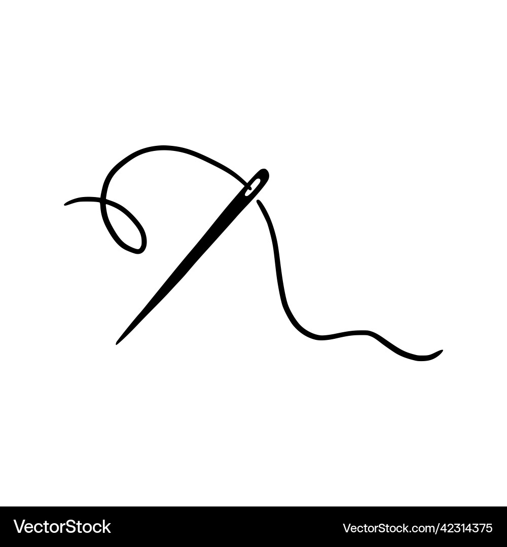 Tailor needle with thread Royalty Free Vector Image