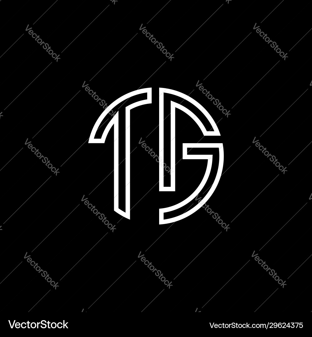 Tg monogram logo circle ribbon style outline Vector Image
