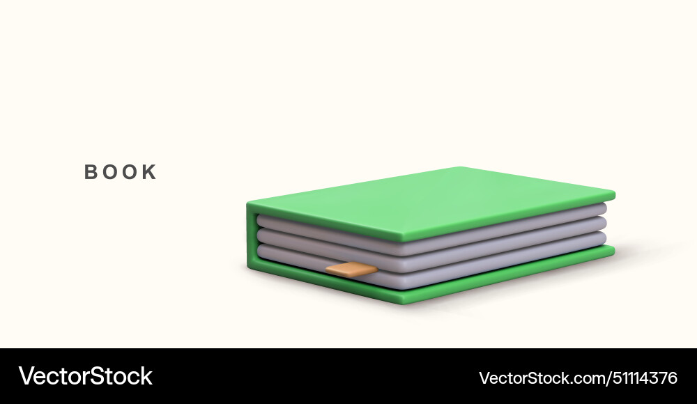 3d realistic closed book on white background Vector Image
